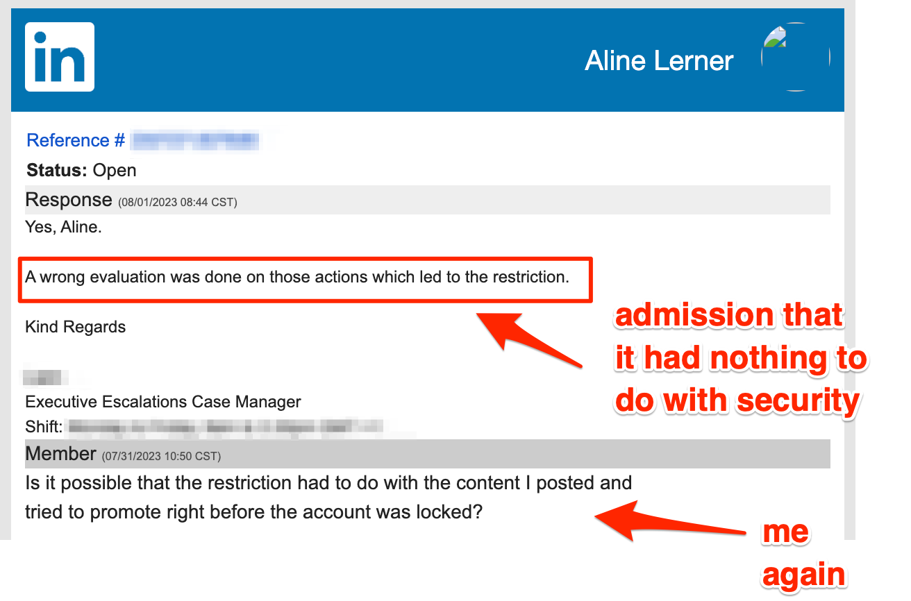 I posted some interview prep materials on LinkedIn. Then they deleted me.Aline Lerner's Blog